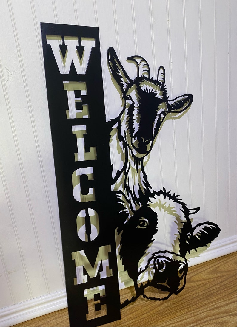Welcome Goat and Cow Sign - Etsy