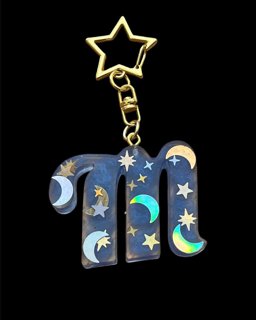 Moon Initials Letter Keychain - Etsy