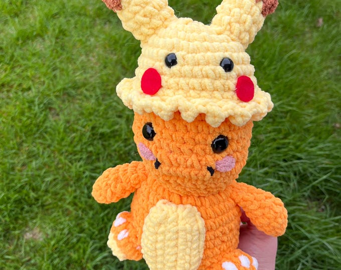 Charmander W Pika Hat Crochet Plush Amigurumi - Etsy