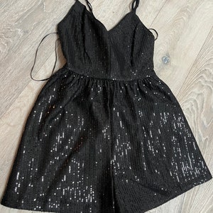 Black Sequin Romper Open Back - Etsy