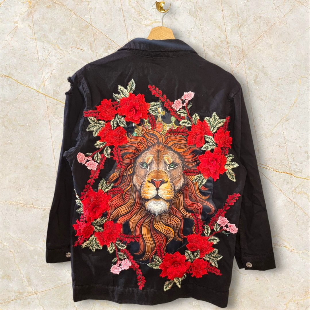 Black Women Jacket Hand Decorated Lion Jacket Extravagant Women Jacket ...