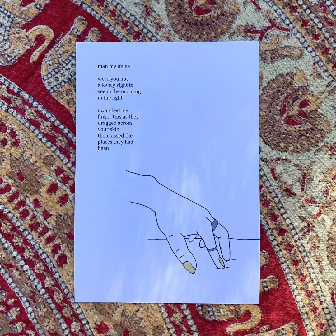 Line Art Wall Print and Postcard Poem - Love Poetry With Artwork - Etsy