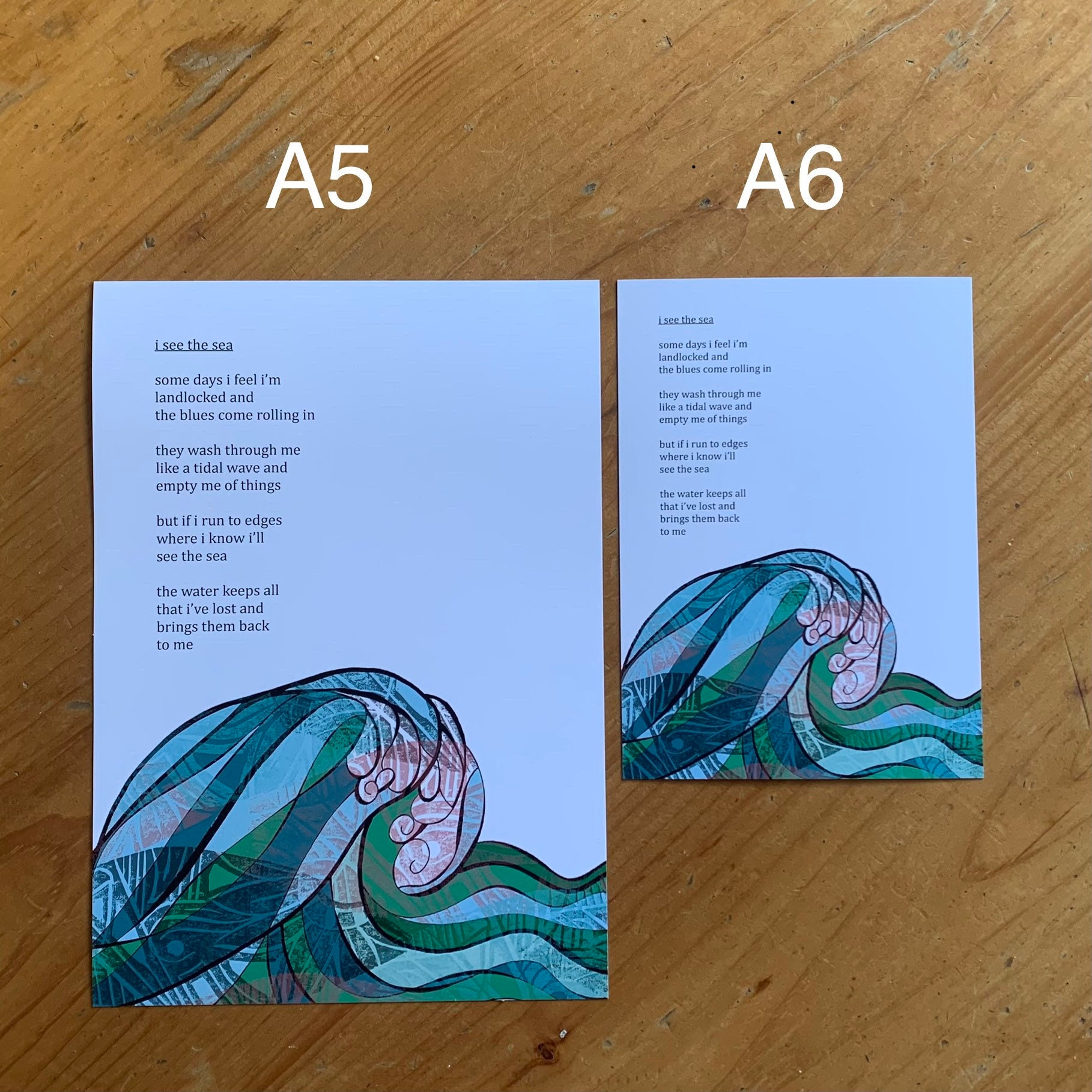 Ocean Wall Art Print and Postcard Poem - Sea Poetry With Nature Artwork ...