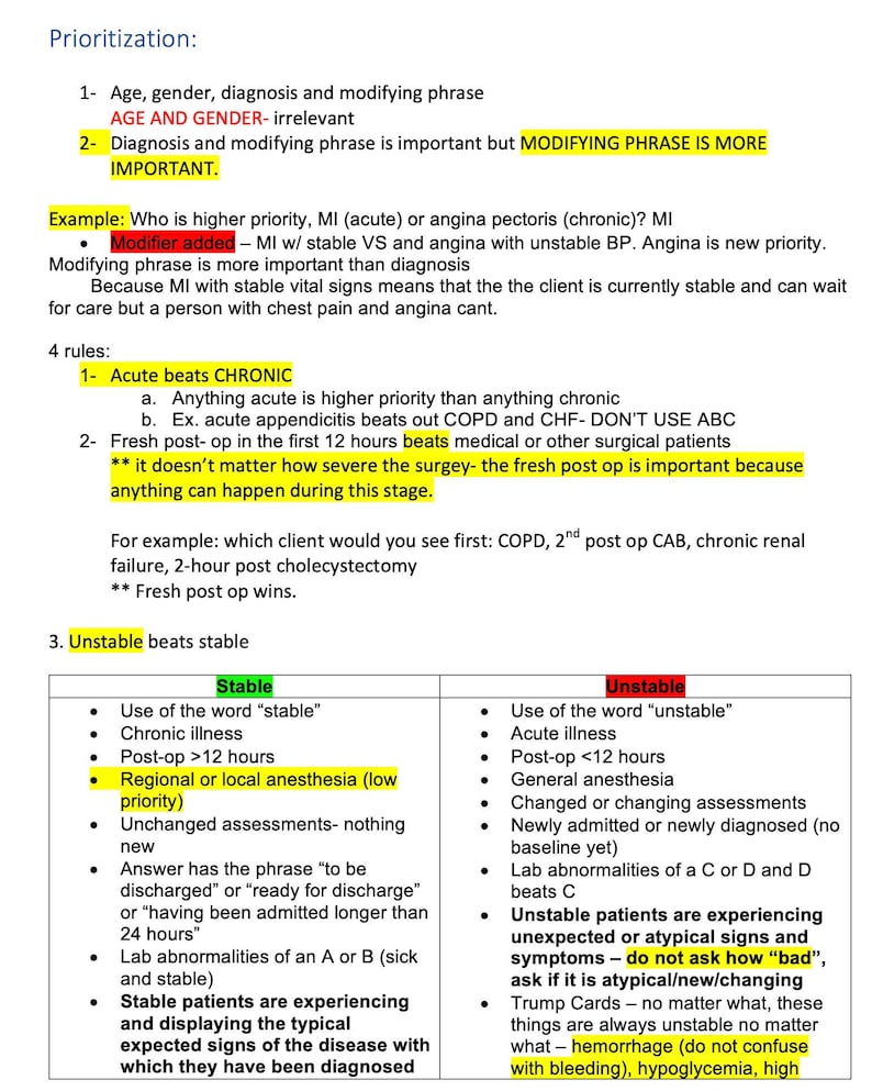 Prioritization Lecture 12 From Mark Klimek NCLEX Review | Etsy