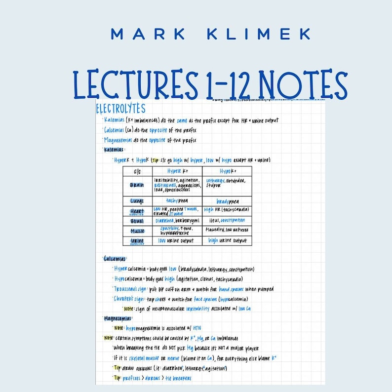 Mark K NCLEX Lectures 1-12 Handwritten Notes - Etsy