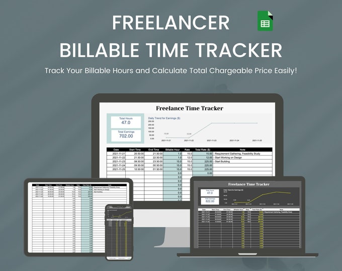 Billable Hours Tracker Template Excel, PDF, Word Bundle Associate ...