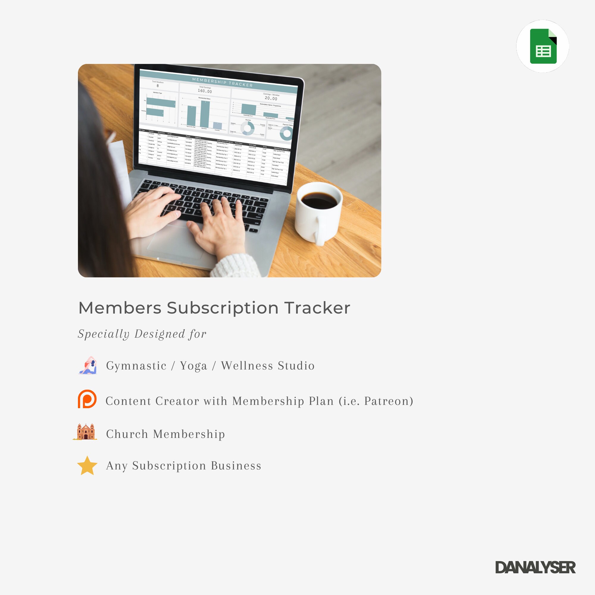 Membership Database + Monthly Payment Tracker for Gym, Fitness ...