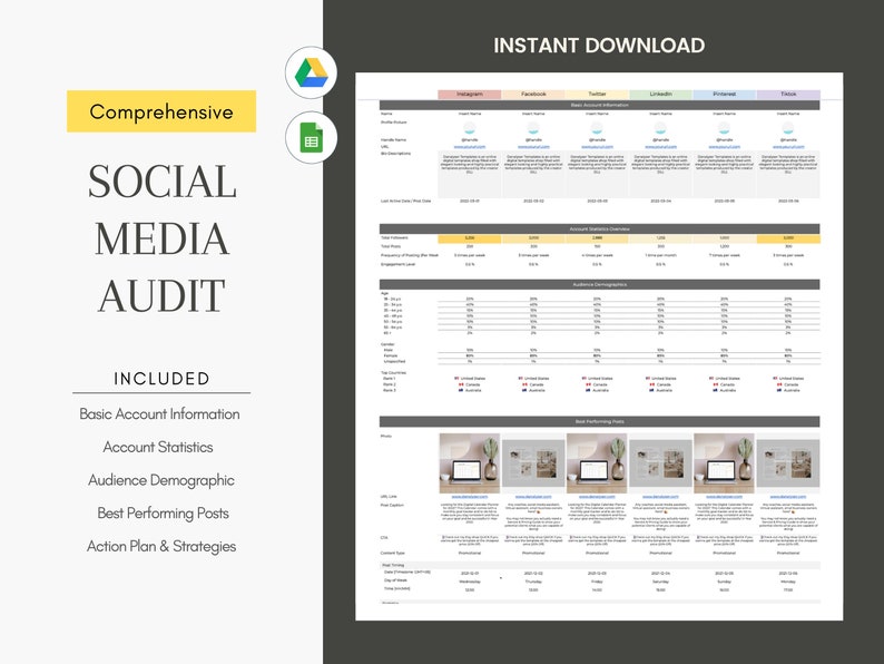 Social Media Audit Template, Client Marketing Audit Report, Self-audit ...