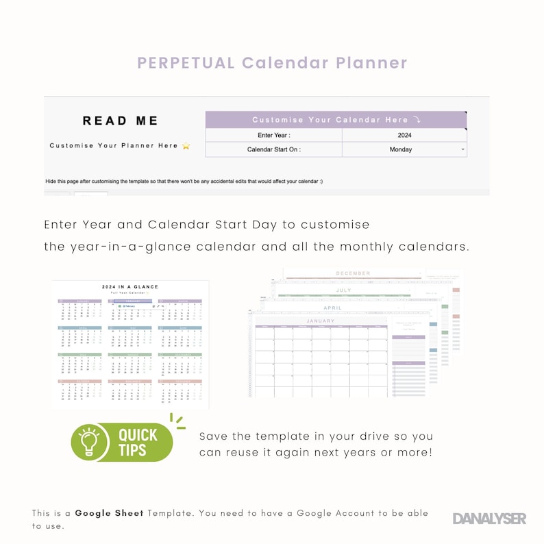 2025 Google Sheets Calendar Planner, Simple Aesthetic Yearly & Monthly ...