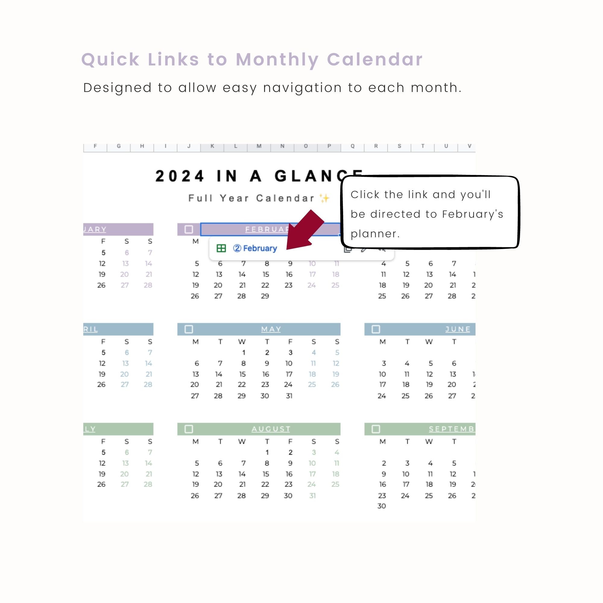 2025 Google Sheets Calendar Planner, Simple Aesthetic Yearly & Monthly ...