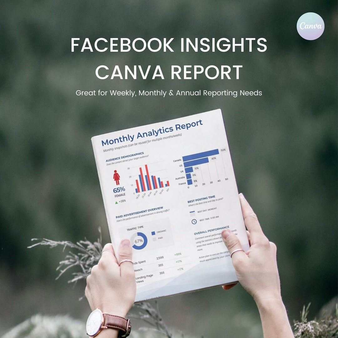 Facebook Monthly Analytics Report Template Canva, FB Page Insights, Ads ...