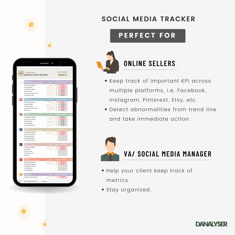 Ecommerce Seller KPI Tracker, Instagram Metrics Tracking Template ...