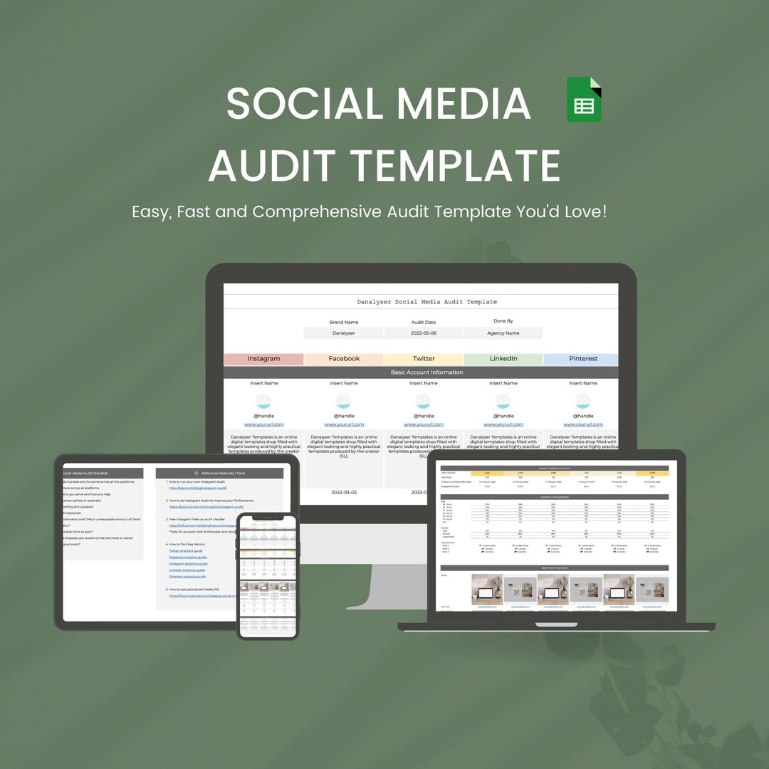 Social Media Audit Template, Client Marketing Audit Report, Self-audit ...