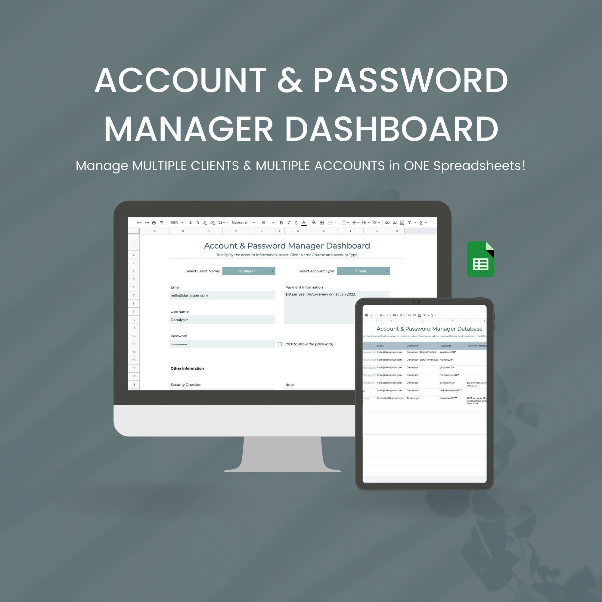 Fillable Account & Credentials Password Book, Editable Business ...