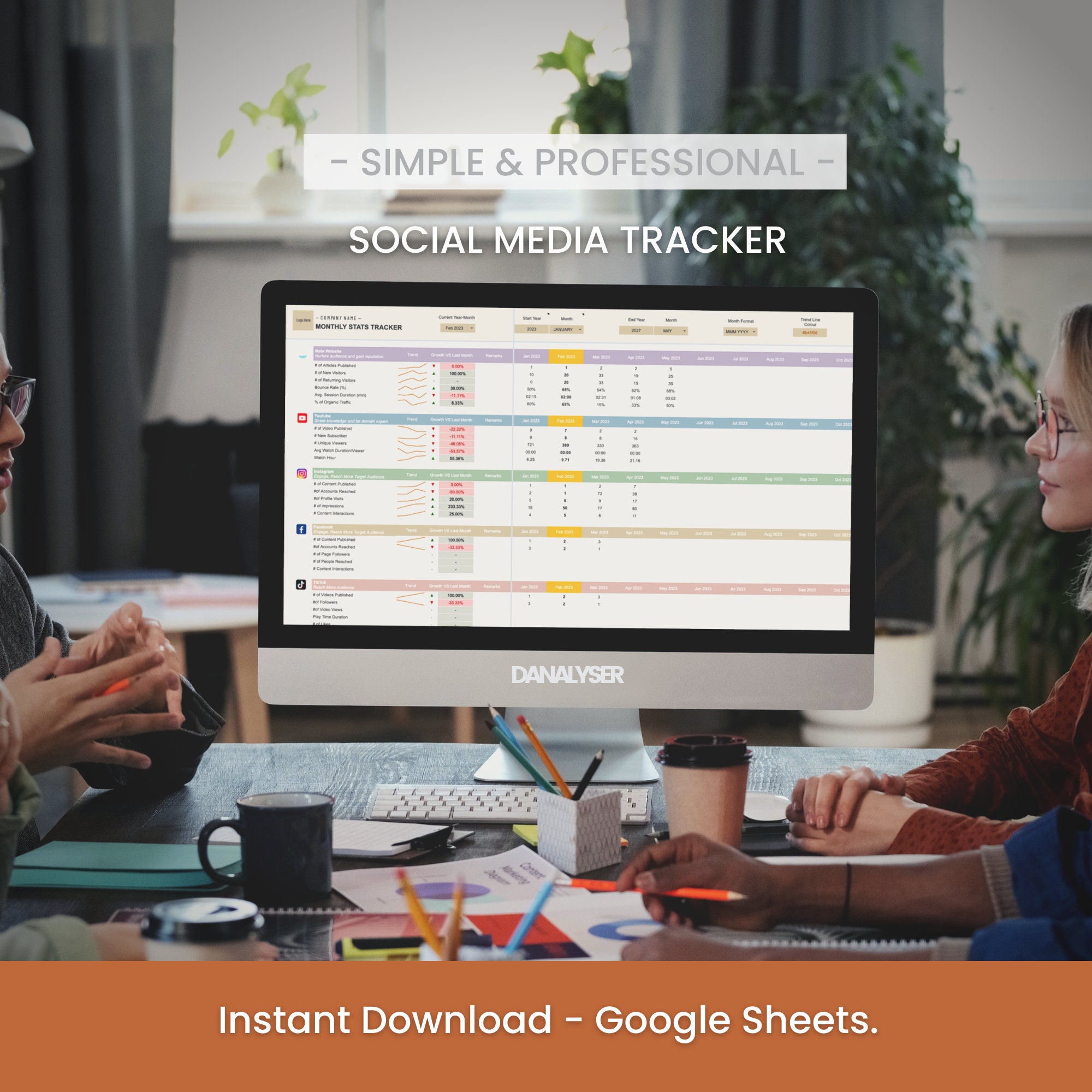 Ecommerce Seller KPI Tracker, Instagram Metrics Tracking Template ...