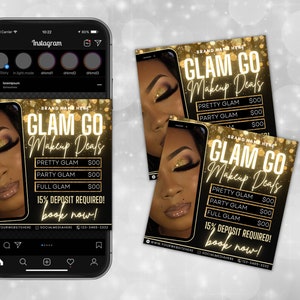 Editable Glam Go Makeup Special Deals Template, Custom Makeup Pricing ...