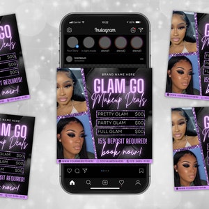 Editable Glam Go Makeup Special Deals Template, Custom Makeup Pricing ...