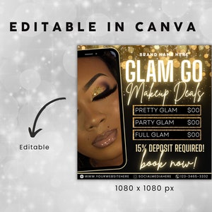 Editable Glam Go Makeup Special Deals Template, Custom Makeup Pricing ...