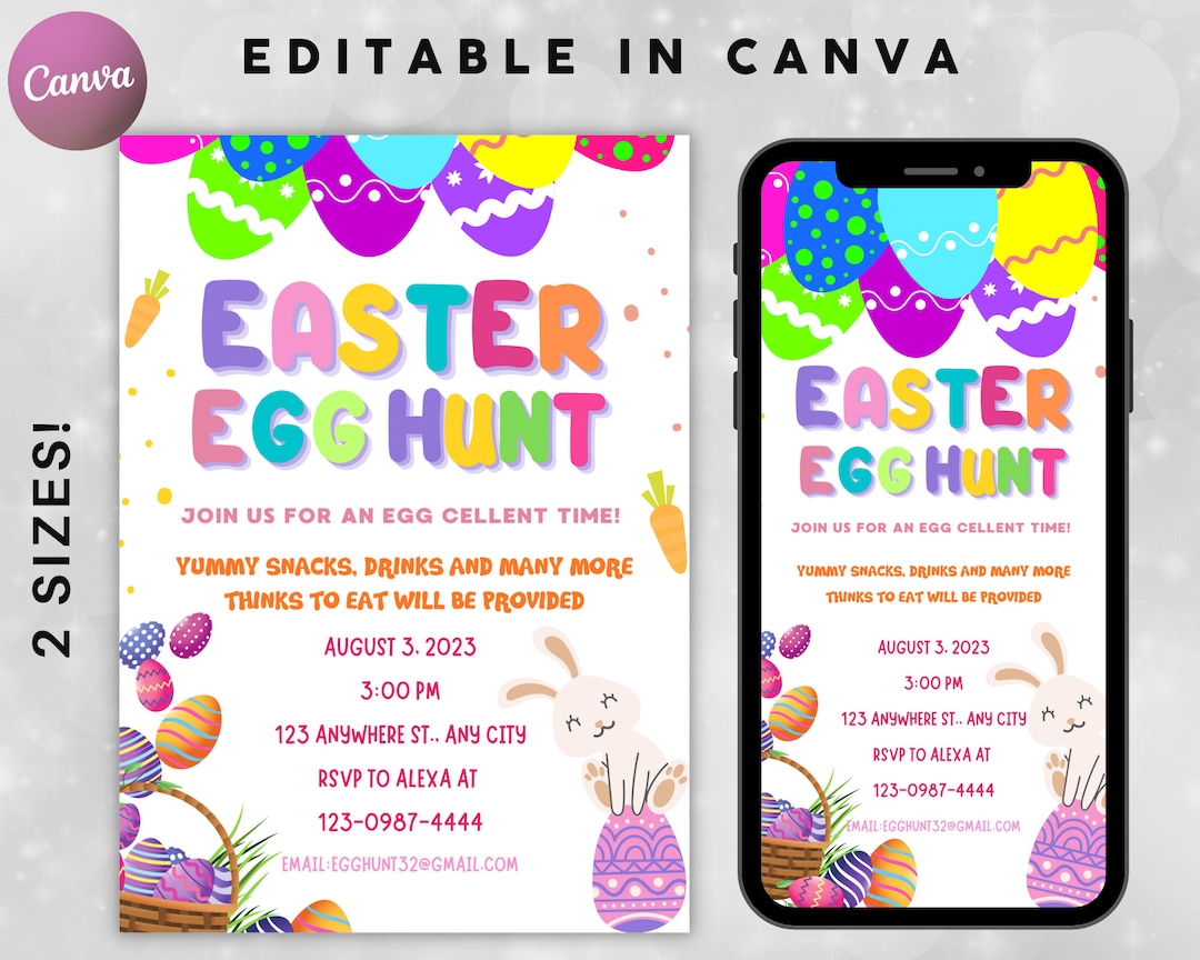 Easter Egg Hunt Flyer, Printable Invite Spring Egg Hunt, Easter ...