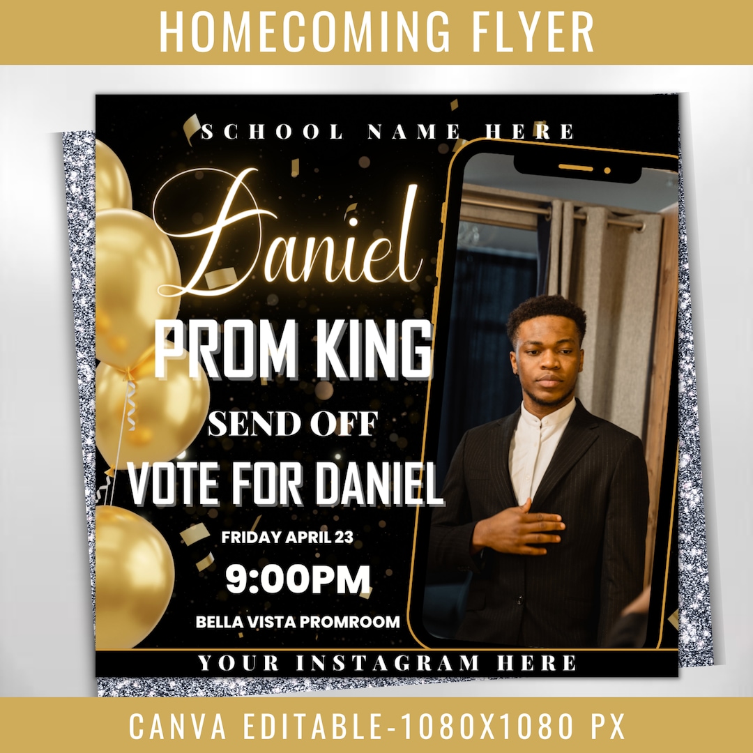 Vote Homecoming King Class Campaign Flyer High School Homecoming ...