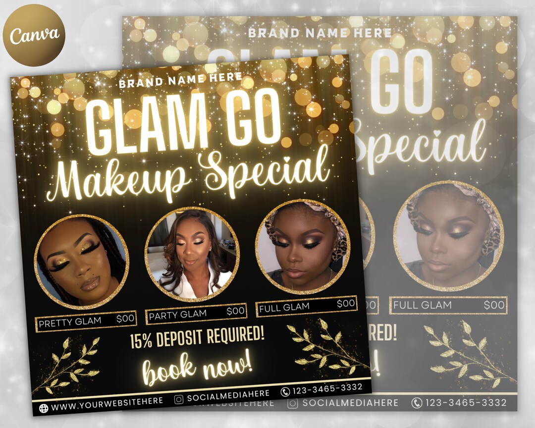 Editable Glam Go Makeup Special Deals Template, Custom Makeup Pricing ...