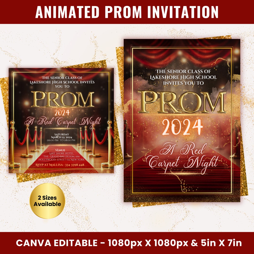 Prom Red Carpet Theme Flyer, Prom Night Dance Invitation Under Red ...