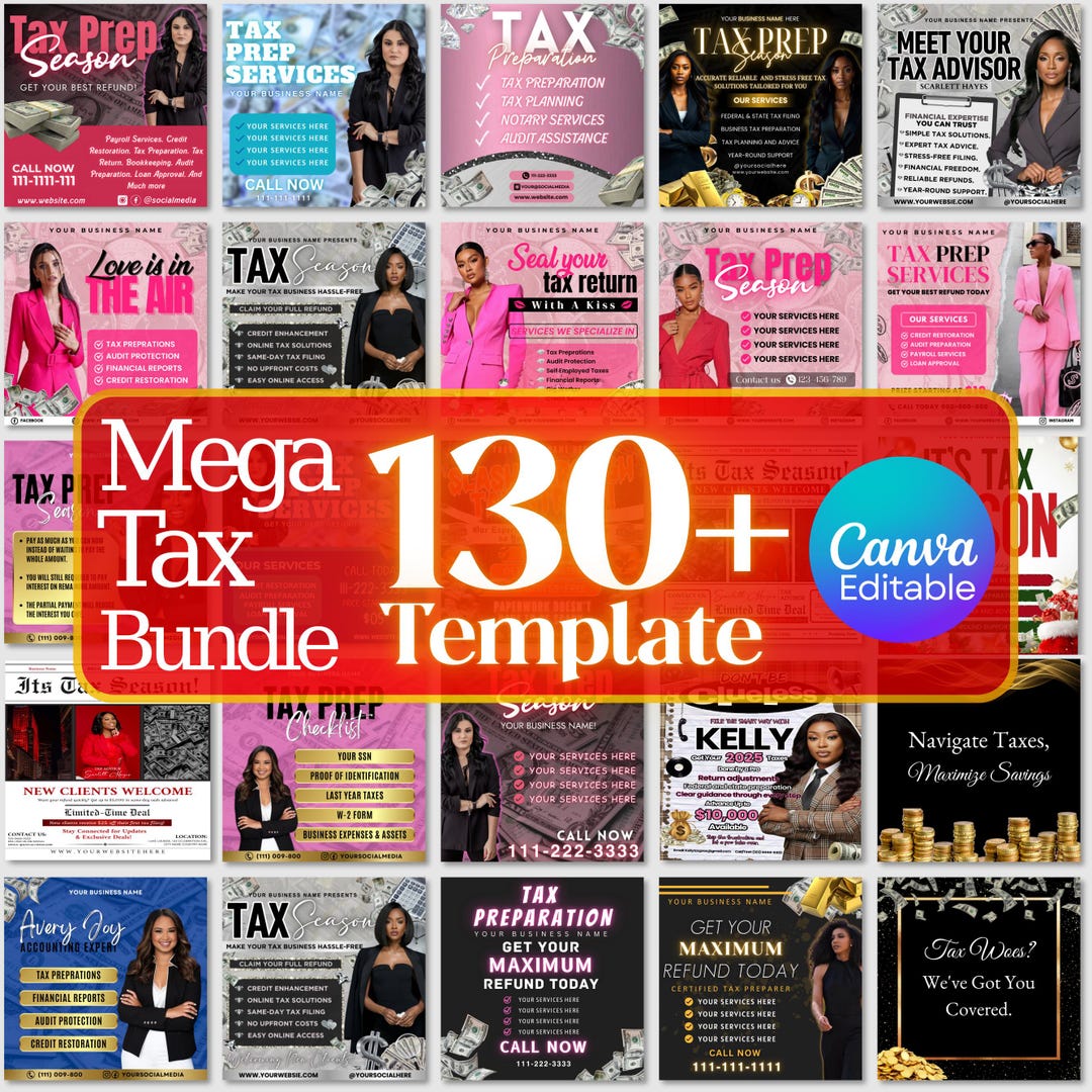 Professional Tax Flyer Bundle, Editable Tax Service Flyers, Tax Refund ...