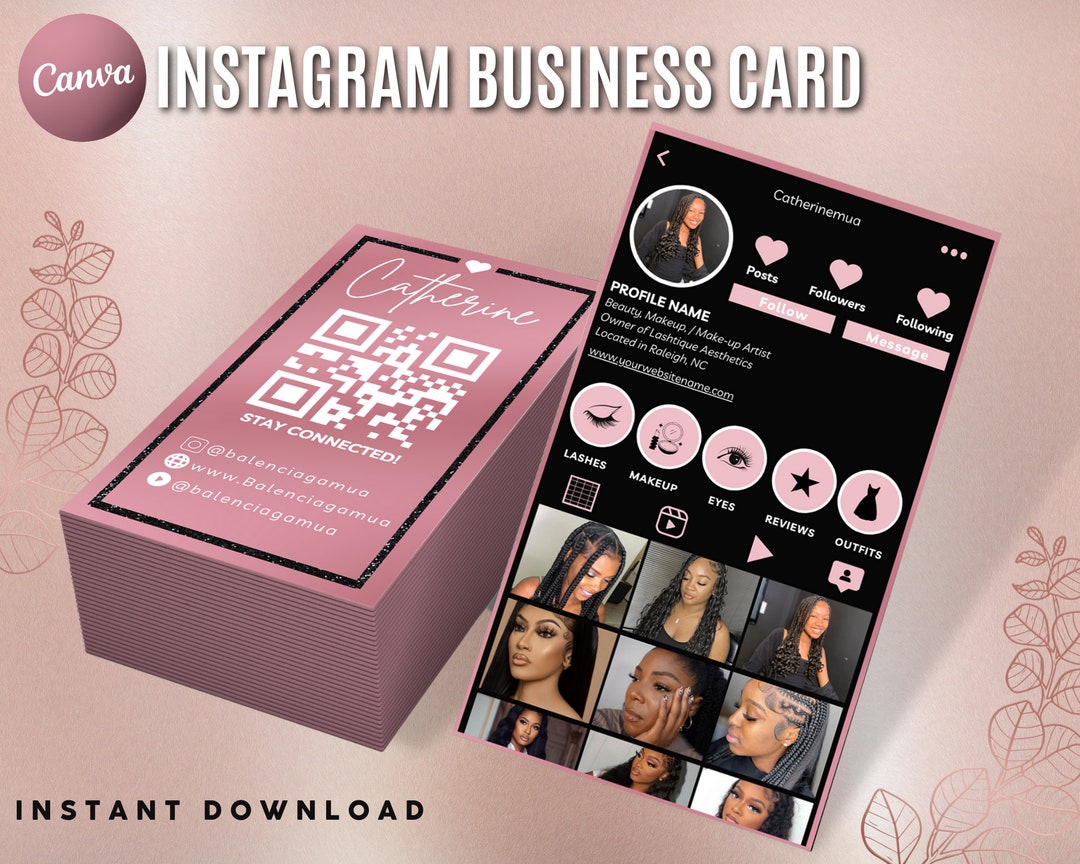 Instagram Business Card 2023, DIY Canva Business Card Template Design ...