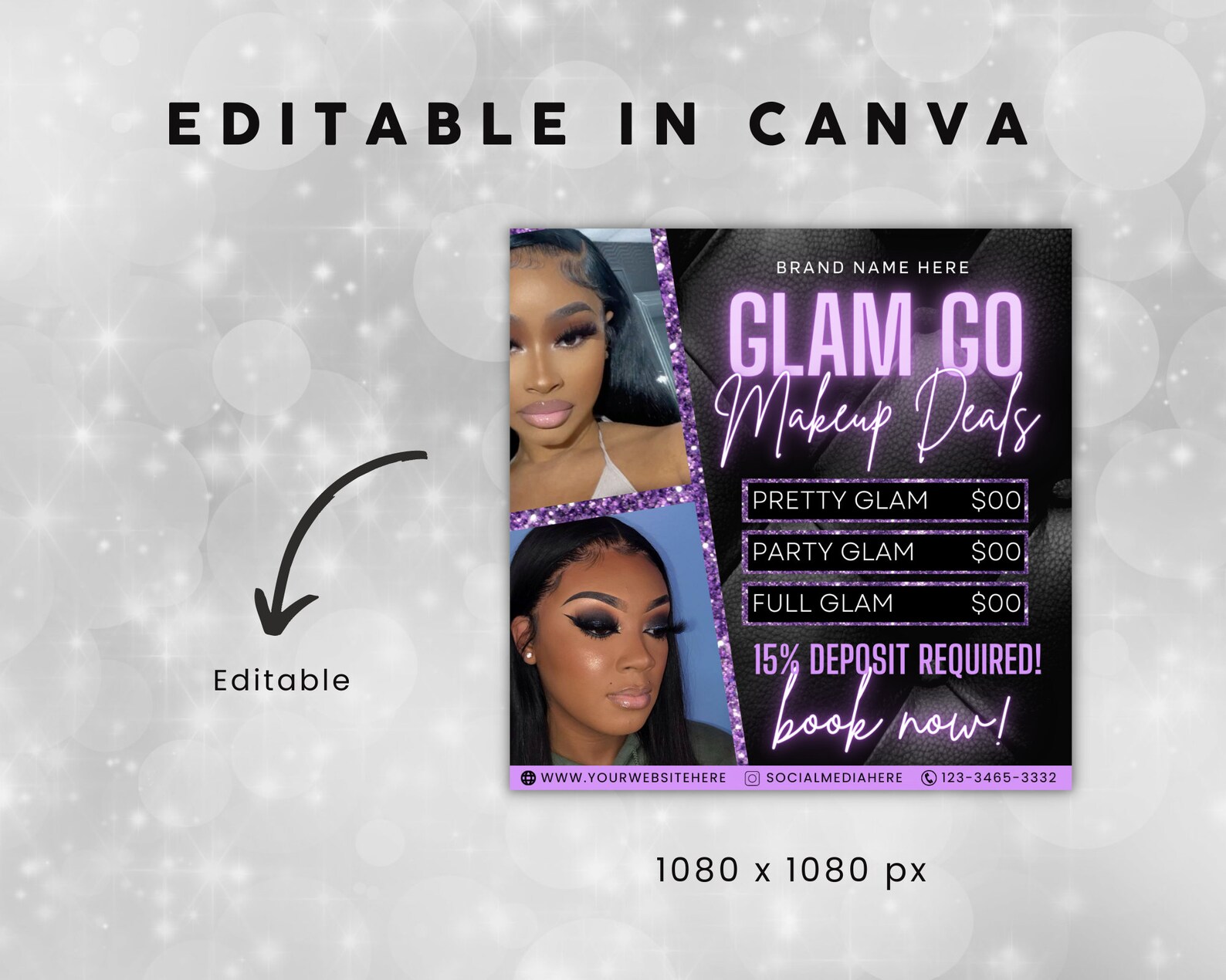 Editable Glam Go Makeup Special Deals Template, Custom Makeup Pricing ...