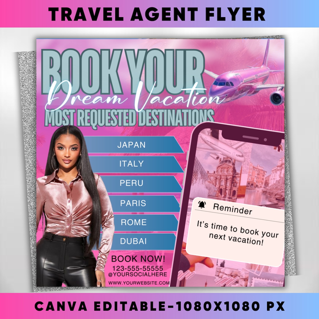 Travel Agent Flyer, DIY E-flyer Template, Travel Flyer, Vacation Flyer ...