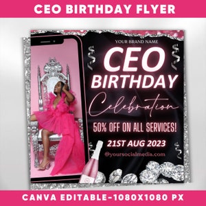 Ceo Birthday Flyer, DIY Flyer Template Design, Celebration Flyer ...