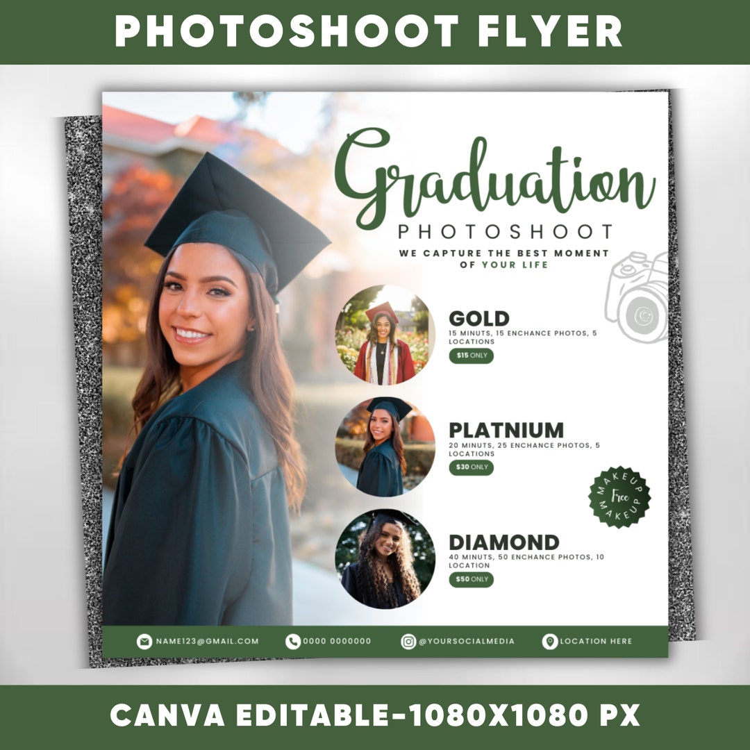 Photographer Flyer, Editable Photoshoot Graduation Season Flyer ...