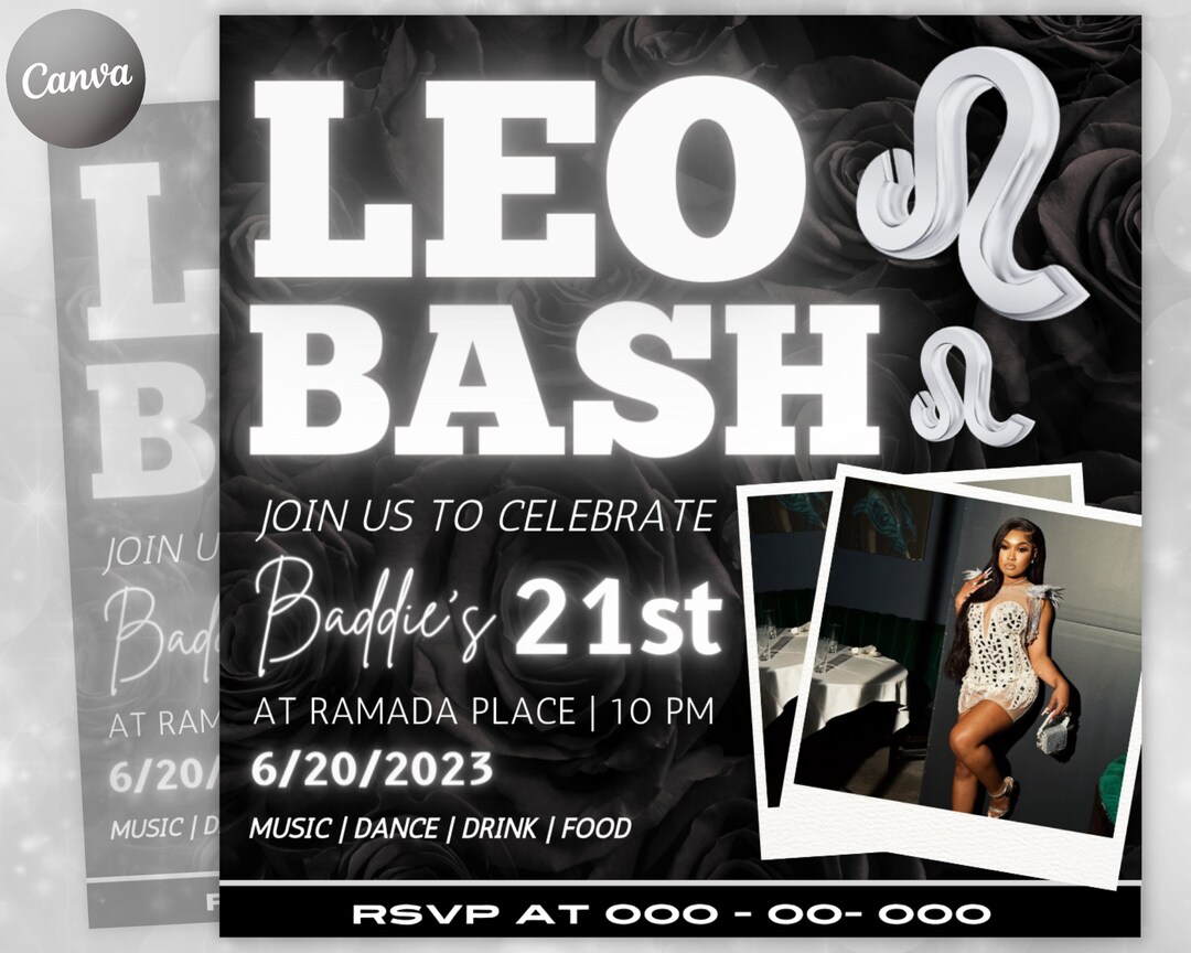Leo Birthday Flyer Birthday Template Birthday Girl Party - Etsy