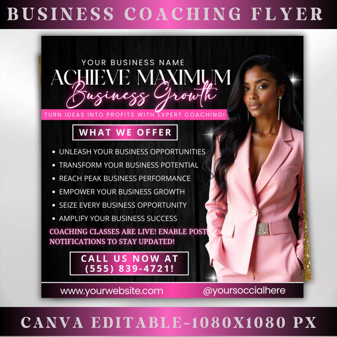 Business Coach Flyer Canva Template, Consultation Flyer,entrepreneur ...