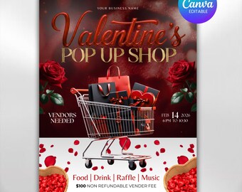 Valentine Pop up Shop Flyer, Valentine Event Flyer Template, Pop up ...