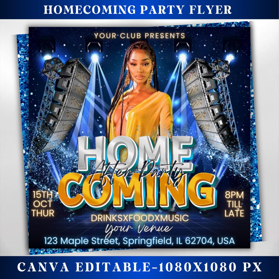 Editable Homecoming After Party Flyer Canva Template| College School ...
