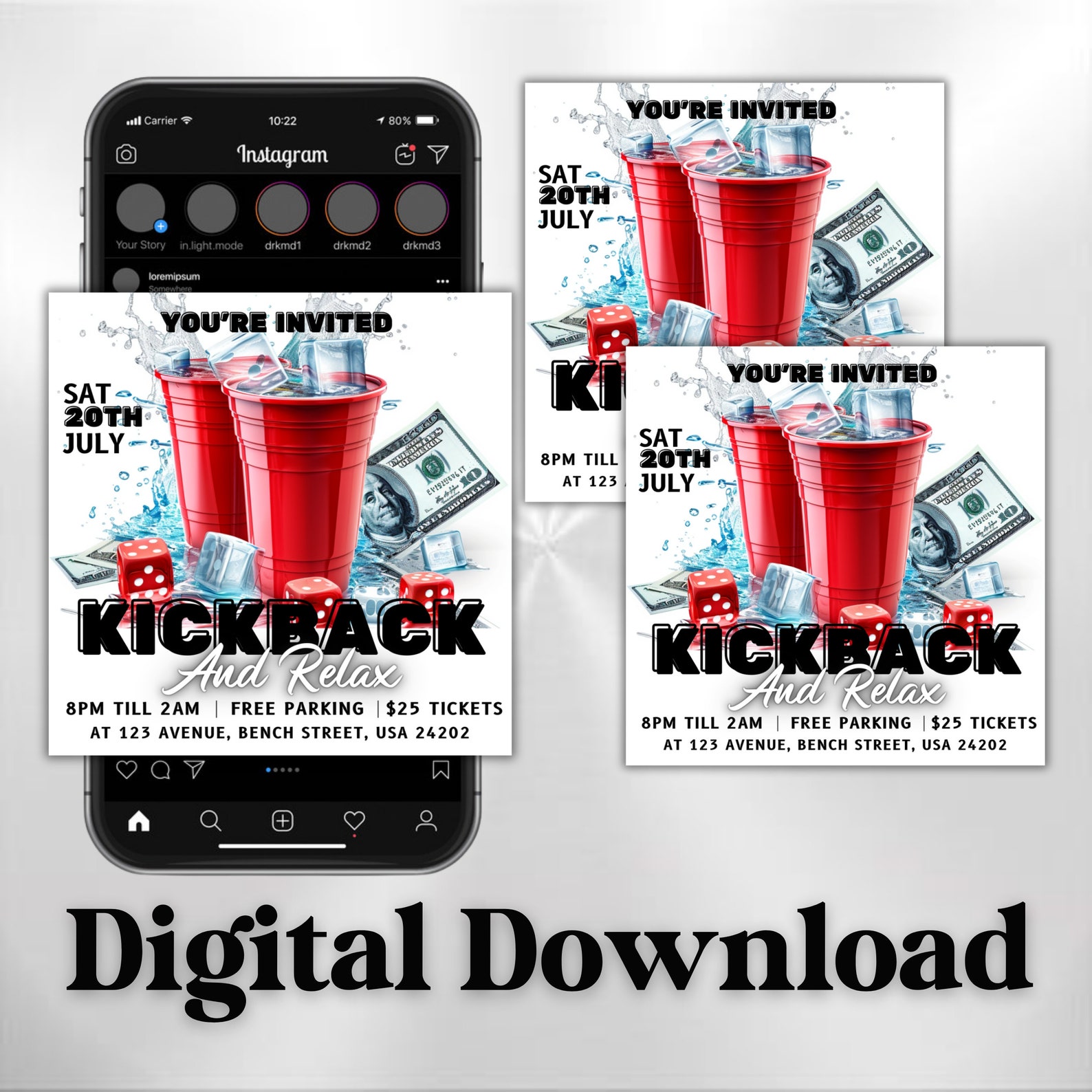Kickback Party Flyer, Editable Kickback Club Flyer, Club DJ Party ...