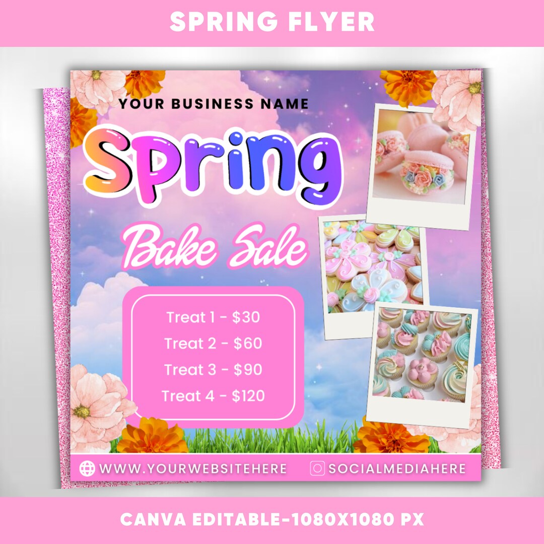 March Bake Sale Flyer, Spring Bakery Flyer Template, Sweet Treats Flyer ...