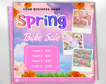 Spring Bake Sale Flyer, Bakery Flyer, Spring Sweet Treats Flyer, Spring ...