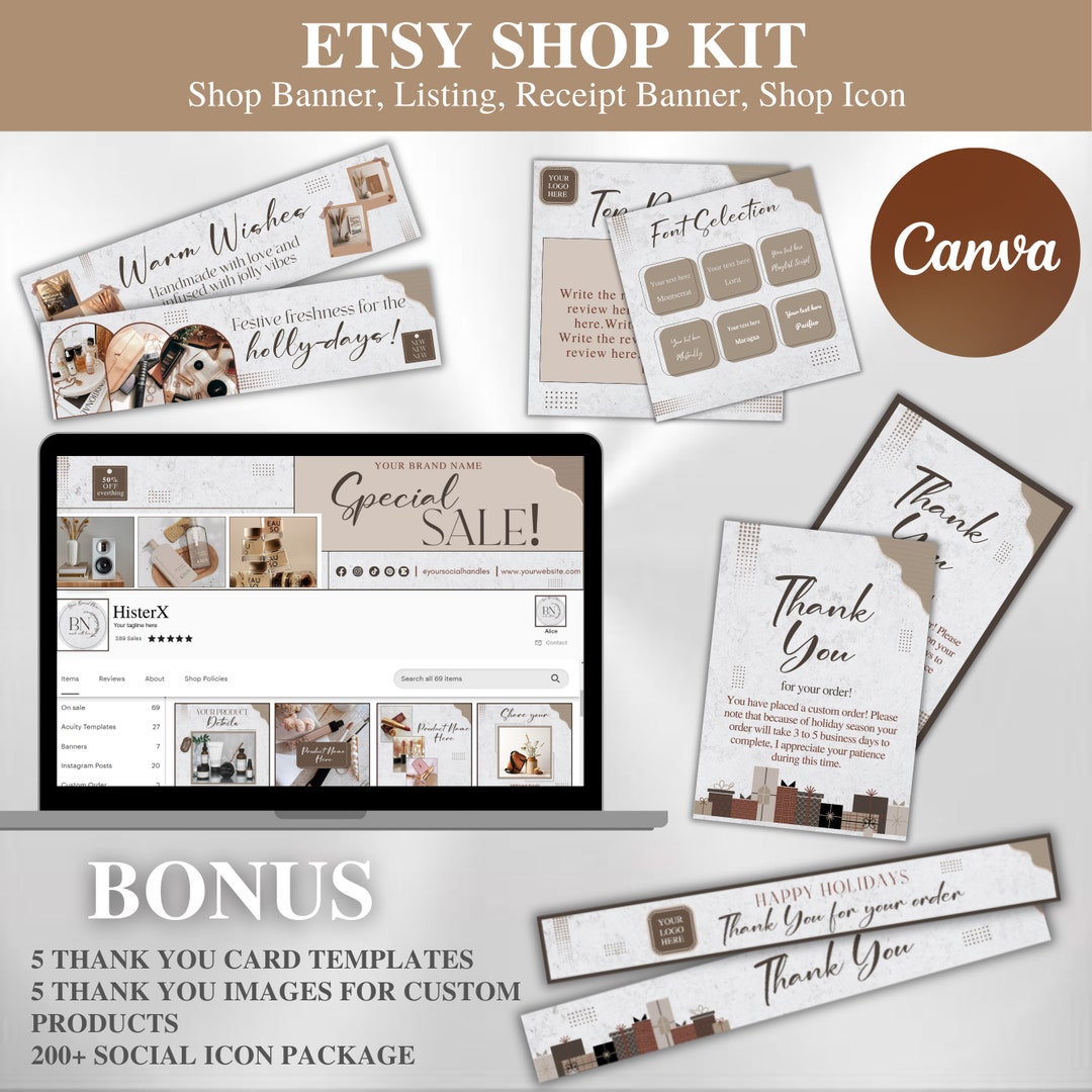 Etsy Shop Kit, Editable Etsy Shop Branding Kit, Etsy Banners, Etsy Shop Icons, Etsy Listing ...
