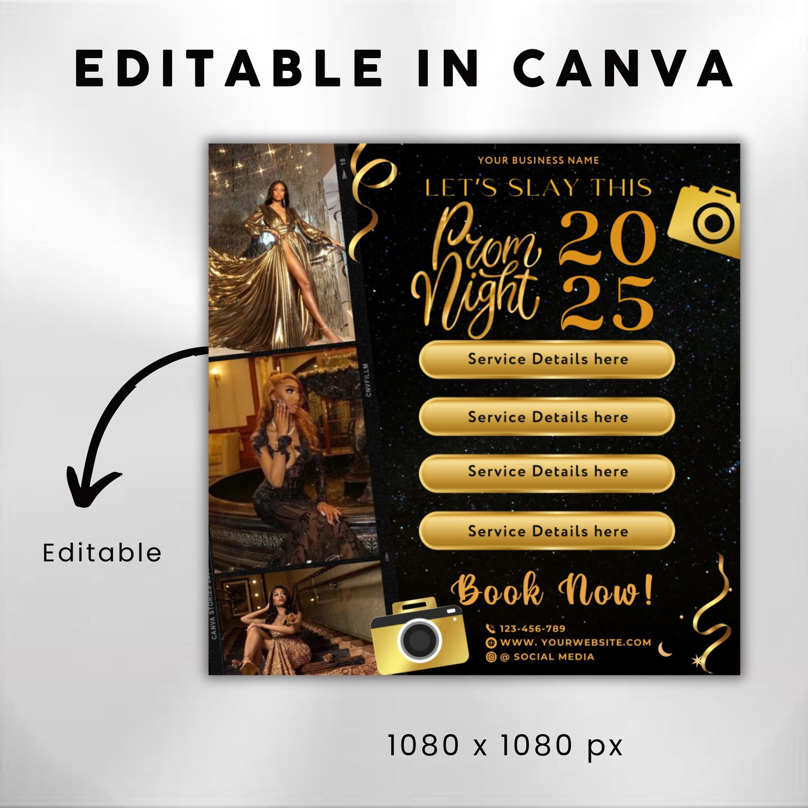 Prom Photographer Flyer, Editable Photoshoot Graduation Season Flyer ...