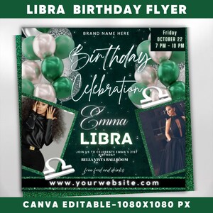 Libra Birthday Flyer, Birthday Template, Birthday Girl, Party Flyer ...