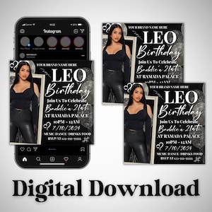Leo Birthday Flyer, Leo Party Invite, Birthday Girl Invitation ...