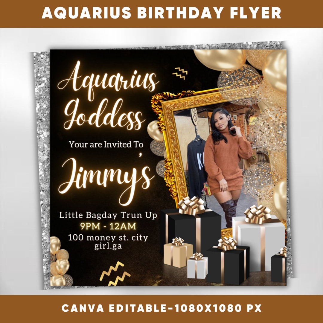 Aquarius Birthday Flyer, Aquarius Bash Flyer, Birthday Flyer, Birthday ...