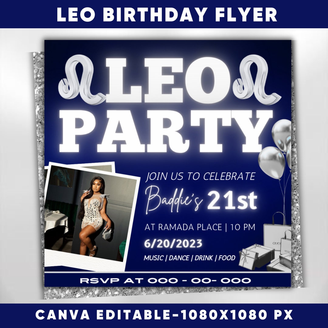 Leo Birthday Flyer, Birthday Template, Birthday Girl, Party Flyer ...