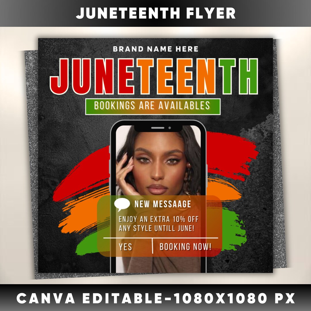 Juneteenth Flyer, Juneteenth Sale Flyer, Knotless Braids Flyer, Summer ...
