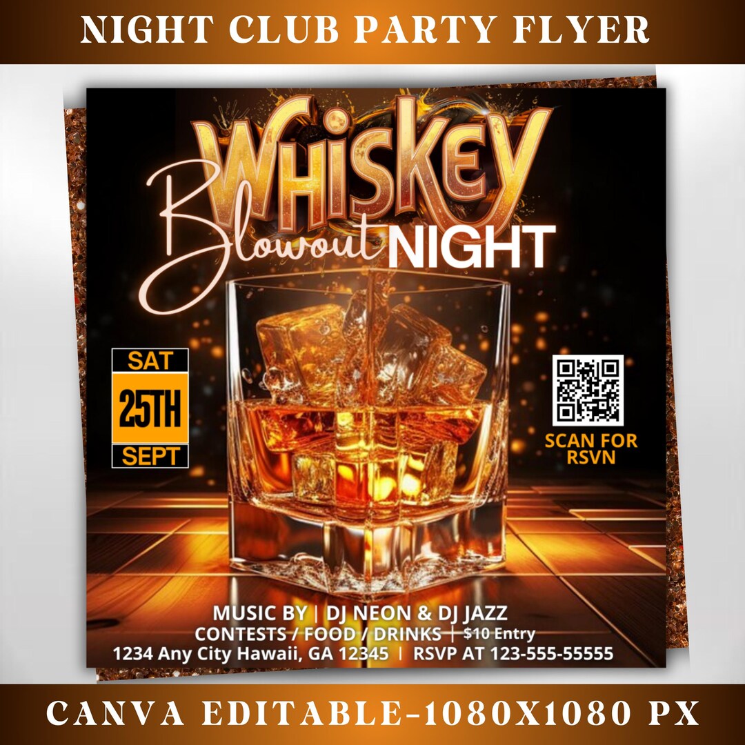 Whiskey Party Flyer, Night Club Flyer, DJ Party Invitation, Drink Party ...