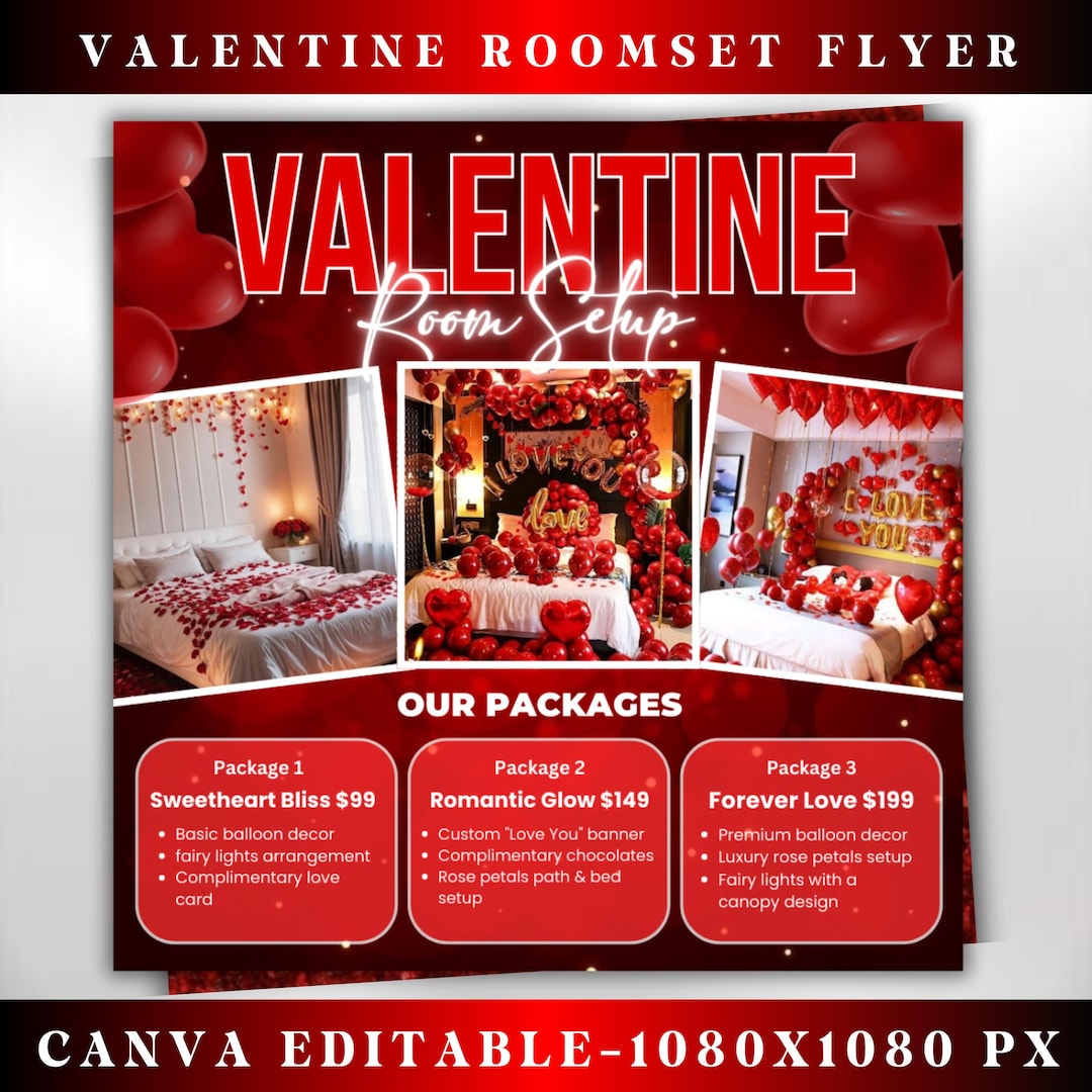 Room Setup Valentines Booking Flyer, Valentine Room Setup Flyer ...