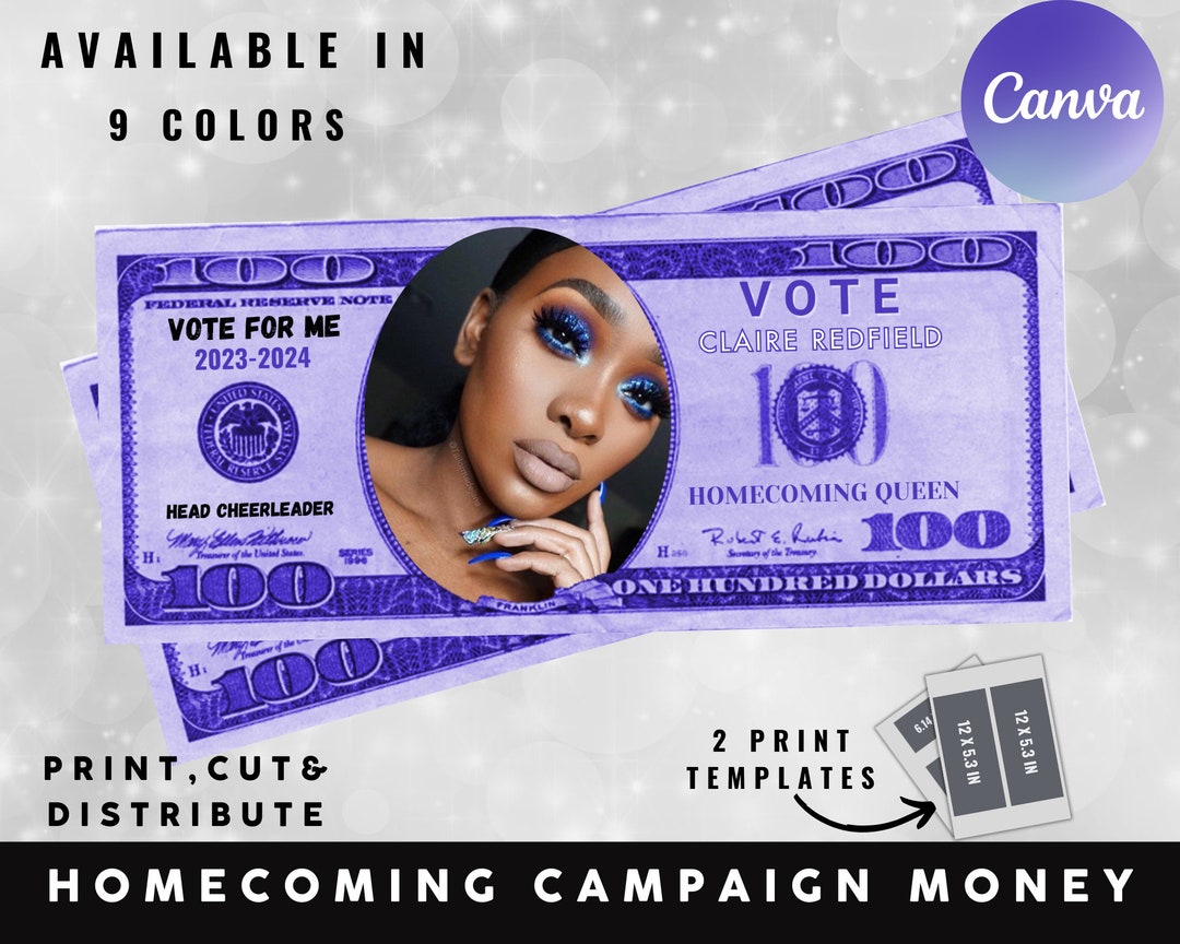 Homecoming Campaign Money, Editable Fake Money, Prom Queen, Homecoming ...