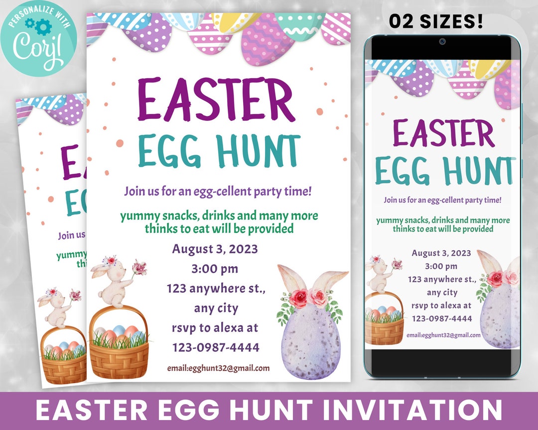 Easter Egg Hunt Flyer, Printable Invite Spring Egg Hunt, Easter ...